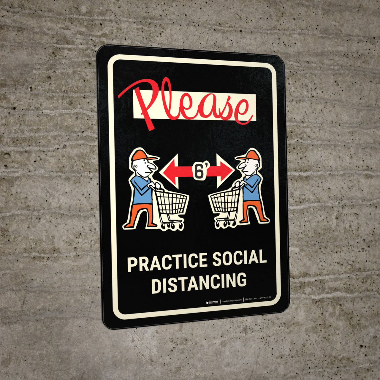 Please Practice Social Distancing with Emoji Shoper Black - Wall Sign ...