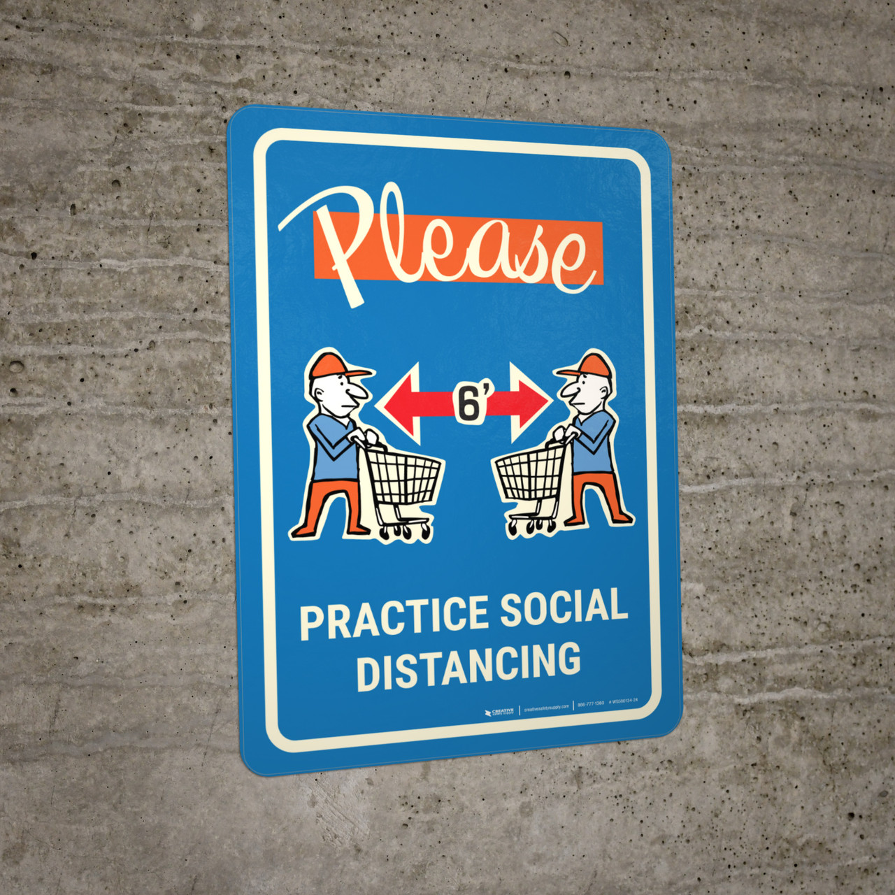 Please Practice Social Distancing with Emoji Shoper Blue - Wall Sign ...