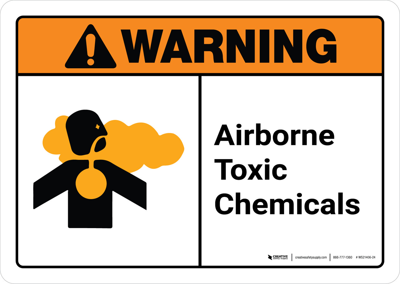 Warning: Airborne Toxic Chemicals with Icon ANSI Landscape - Wall Sign