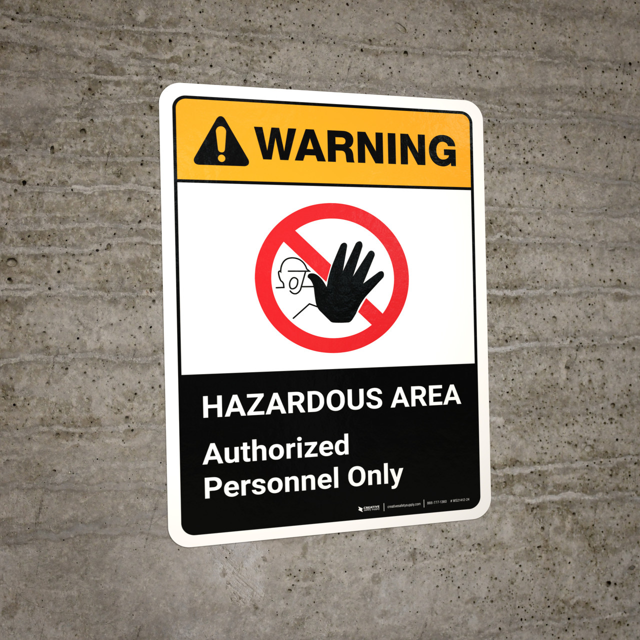 Warning: Area Authorized Personnel Only with Icon ANSI Portrait - Wall Sign