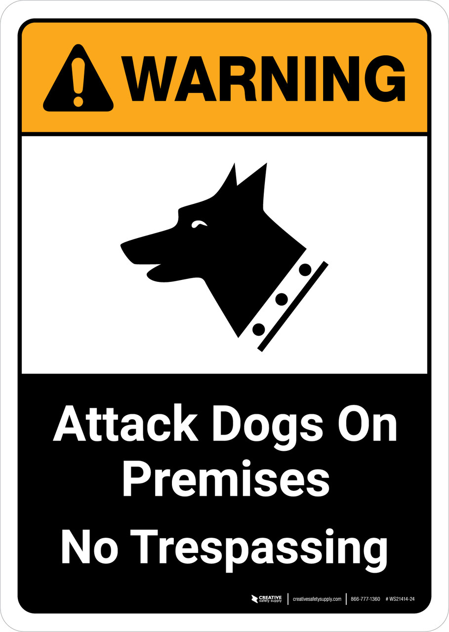 Warning: Attack Dogs On Premises No Trespassing with Icon ANSI Portrait ...
