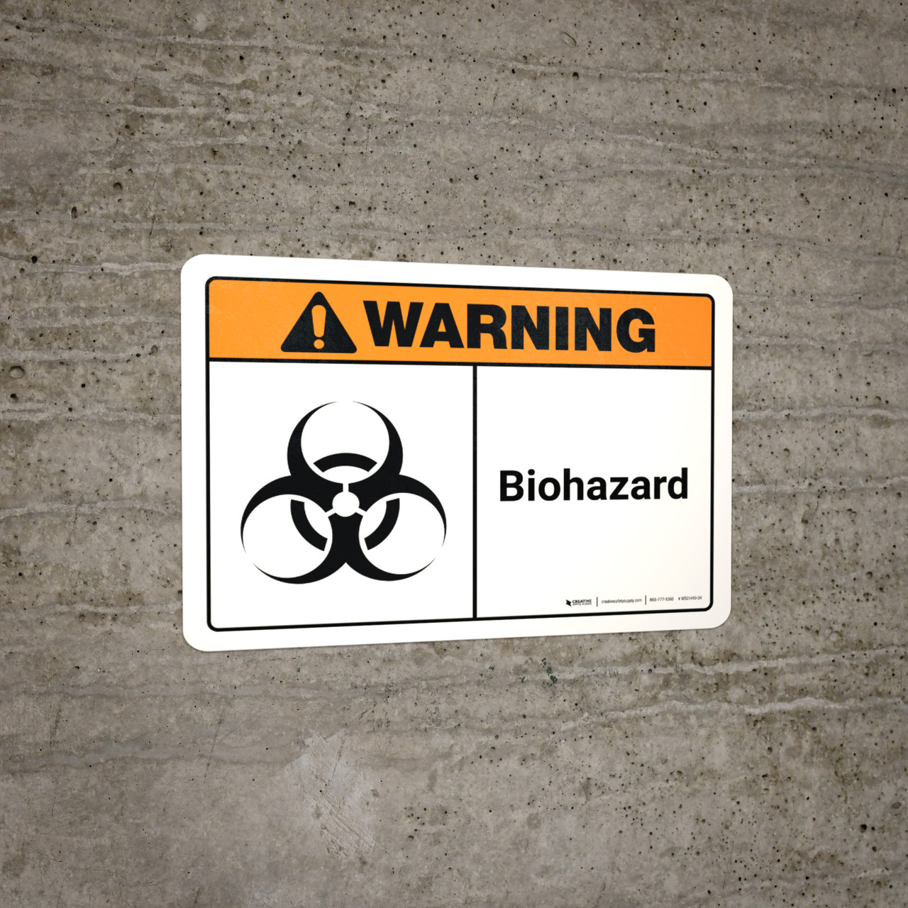Warning: Biohazard with Icon ANSI Landscape - Wall Sign
