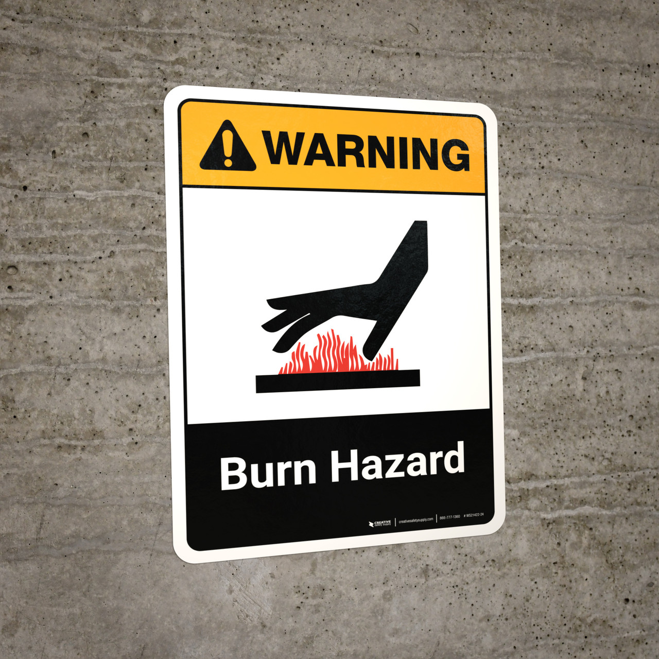 Warning: Burn Hazard with Icon ANSI Portrait - Wall Sign