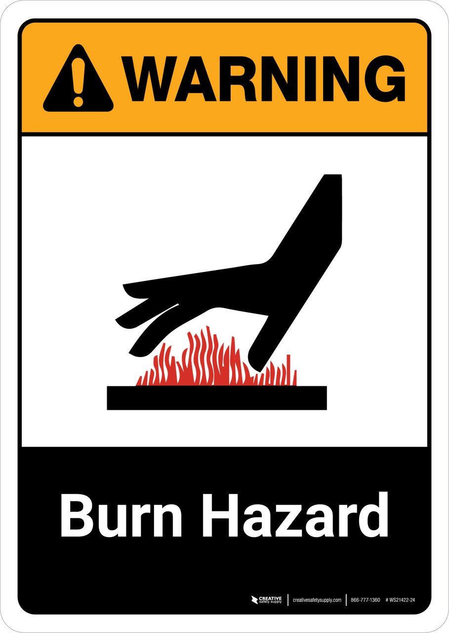 Warning: Burn Hazard with Icon ANSI Portrait - Wall Sign
