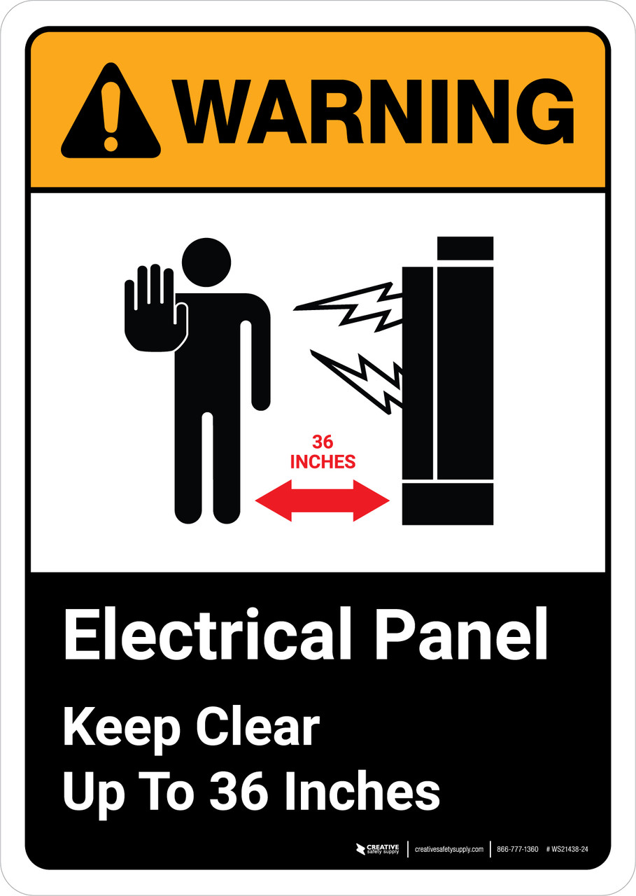 Warning: Electrical Panel Keep Clear 36 Inches with Icon ANSI Portrait ...