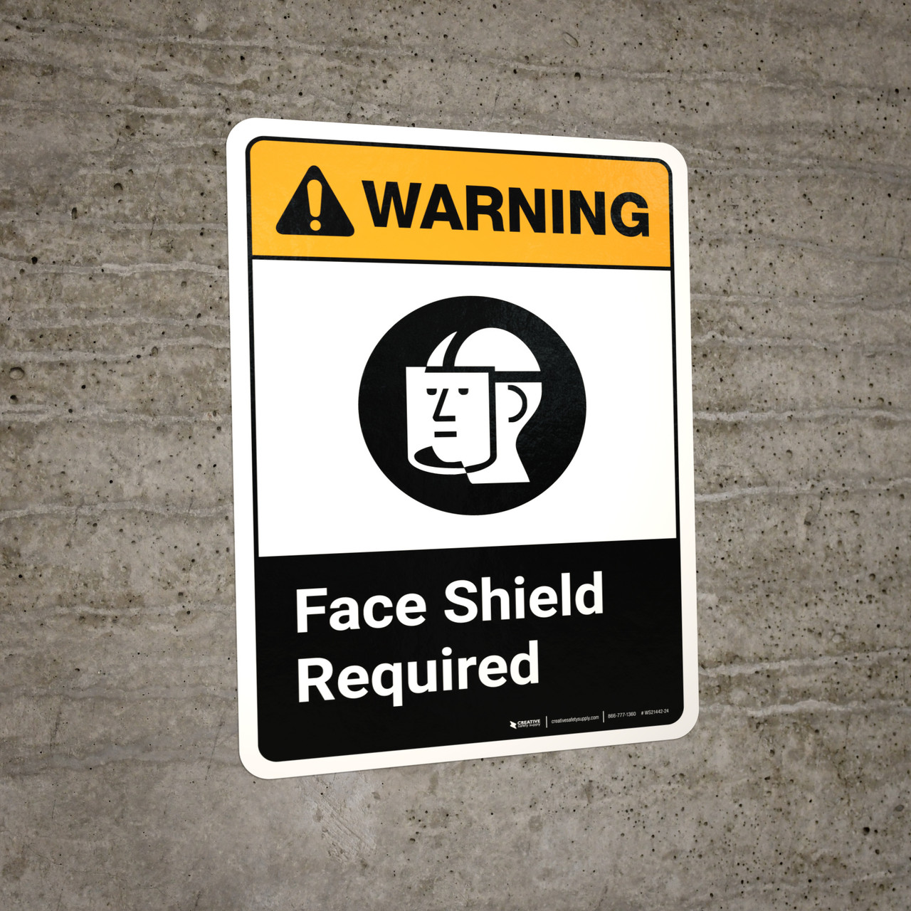Warning: Face Shield Required with Icon ANSI Portrait - Wall Sign ...