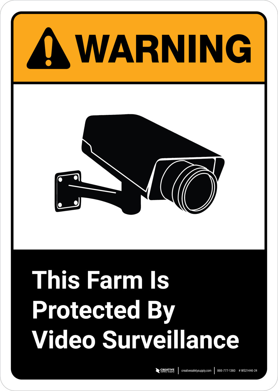 Warning: This Farm Is Protected By Video Surveillance with Icon ANSI ...