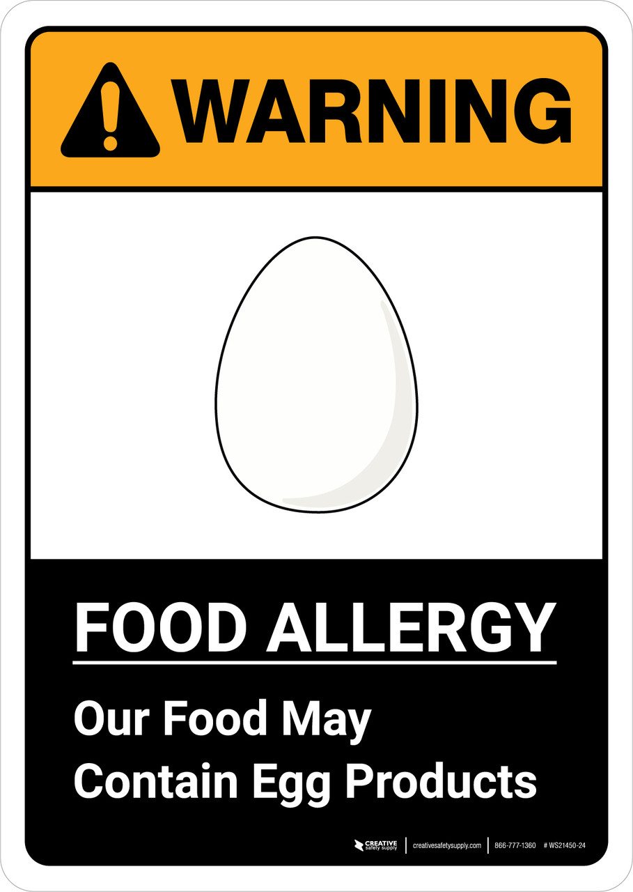 Warning: Food Allergy Food May Contain Egg with Icon ANSI Portrait ...