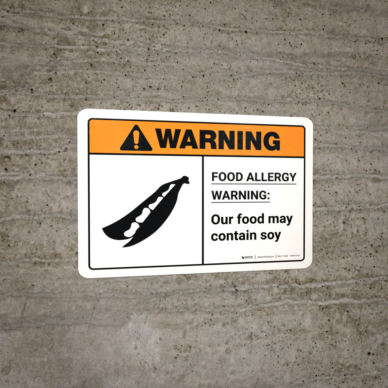 Warning: Food Allergy Warning - Our Food May Contain Soy with Icon ANSI ...