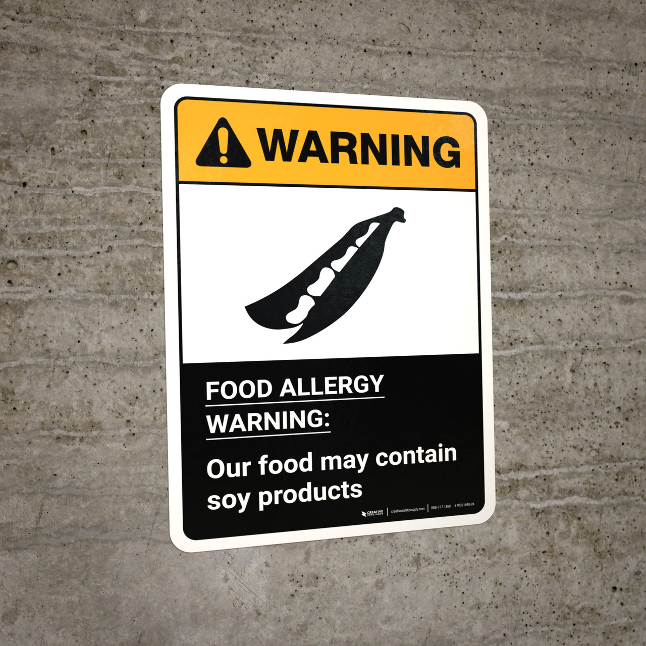 Warning: Food Allergy Warning - Our Food May Contain Soy with Icon ANSI ...