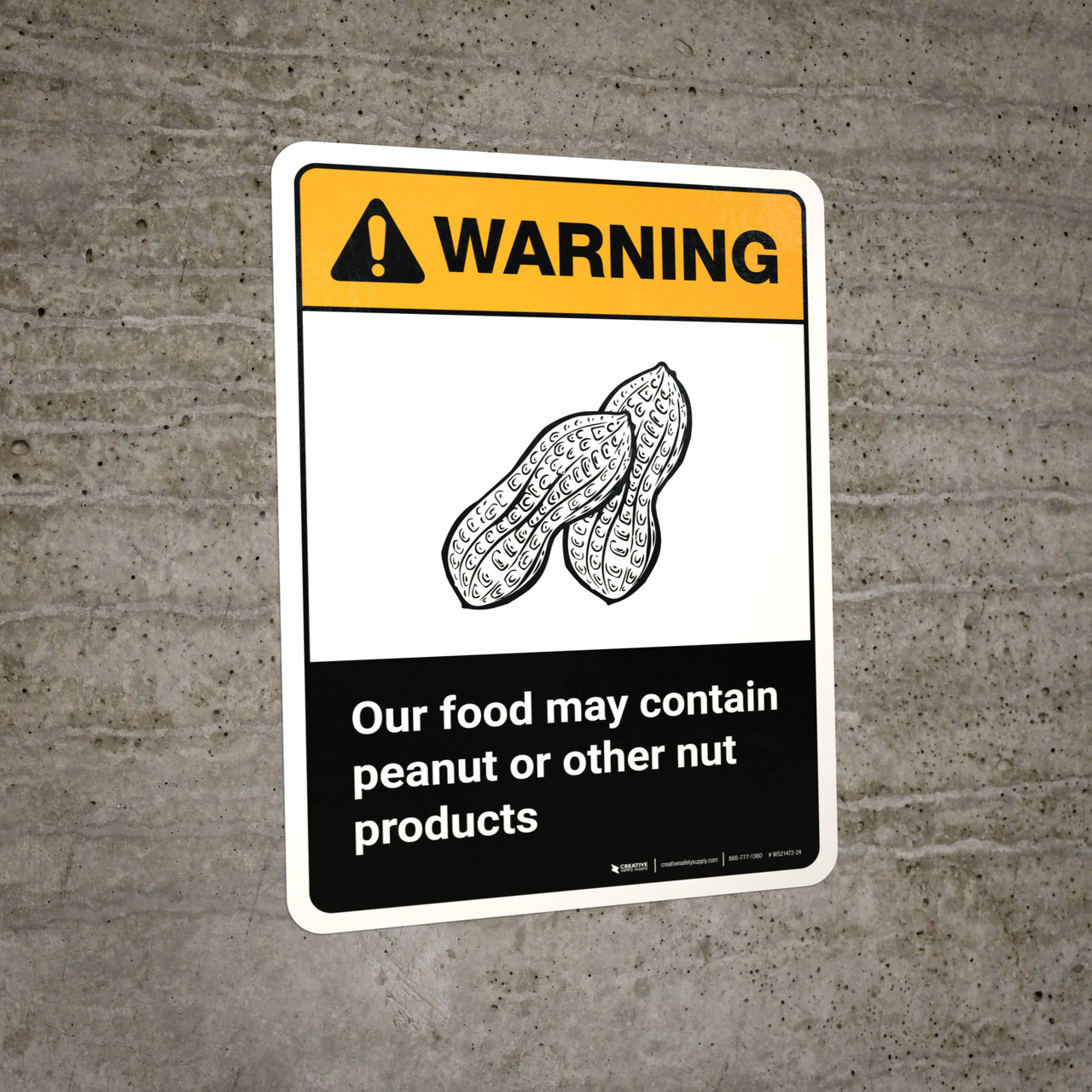 Warning: Food May Contain Peanut Or Nut Products with Icon ANSI ...