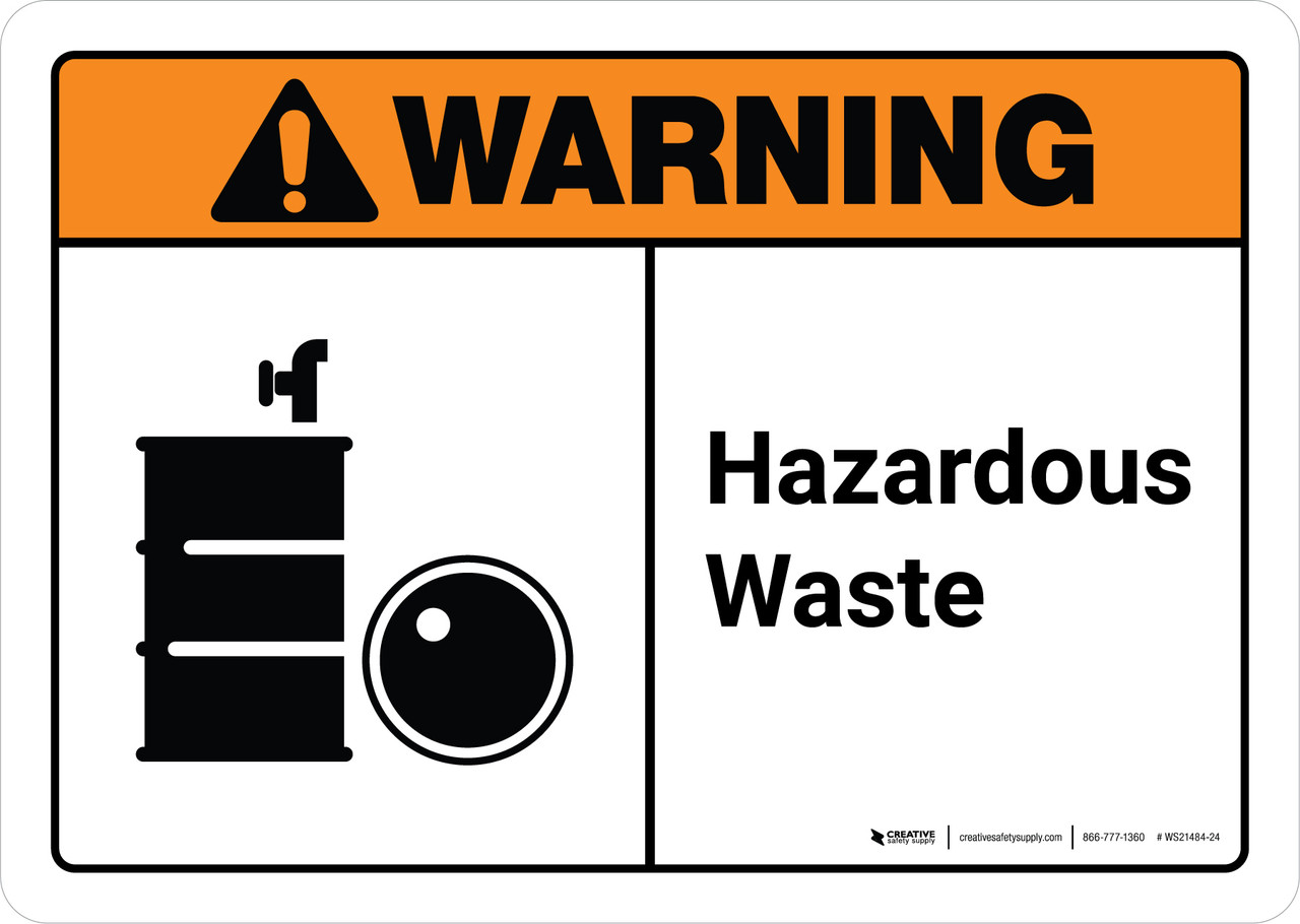 Warning: Hazardous Waste with Icon ANSI Landscape - Wall Sign