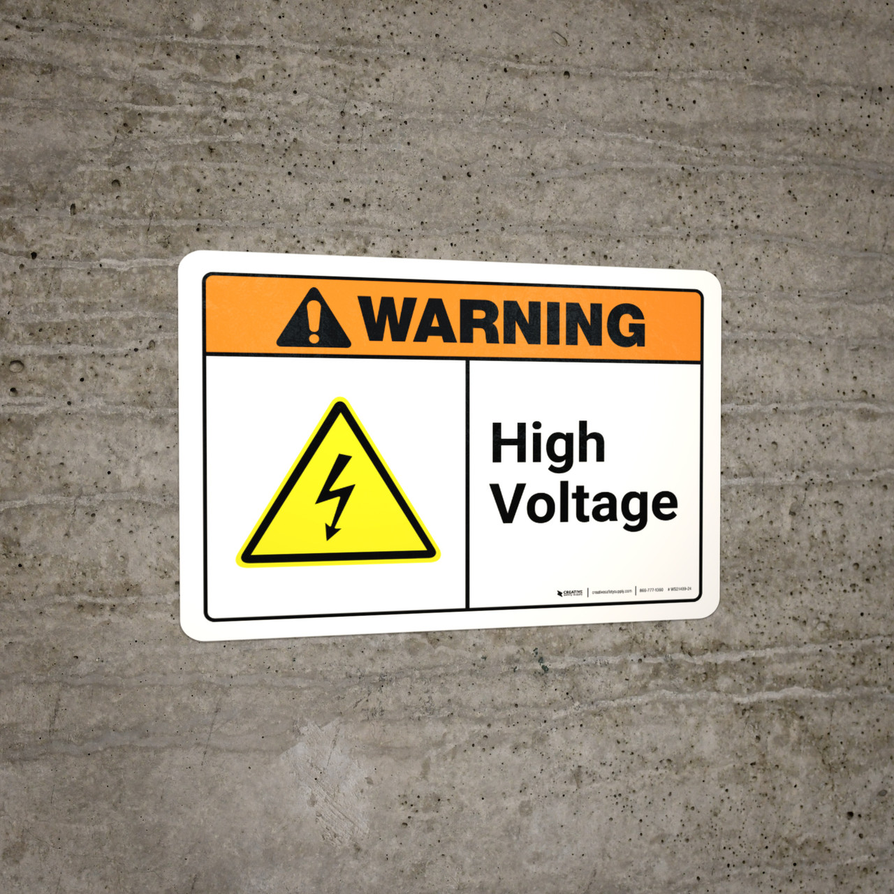 Warning: High Voltage with Icon ANSI Landscape - Wall Sign | Creative ...