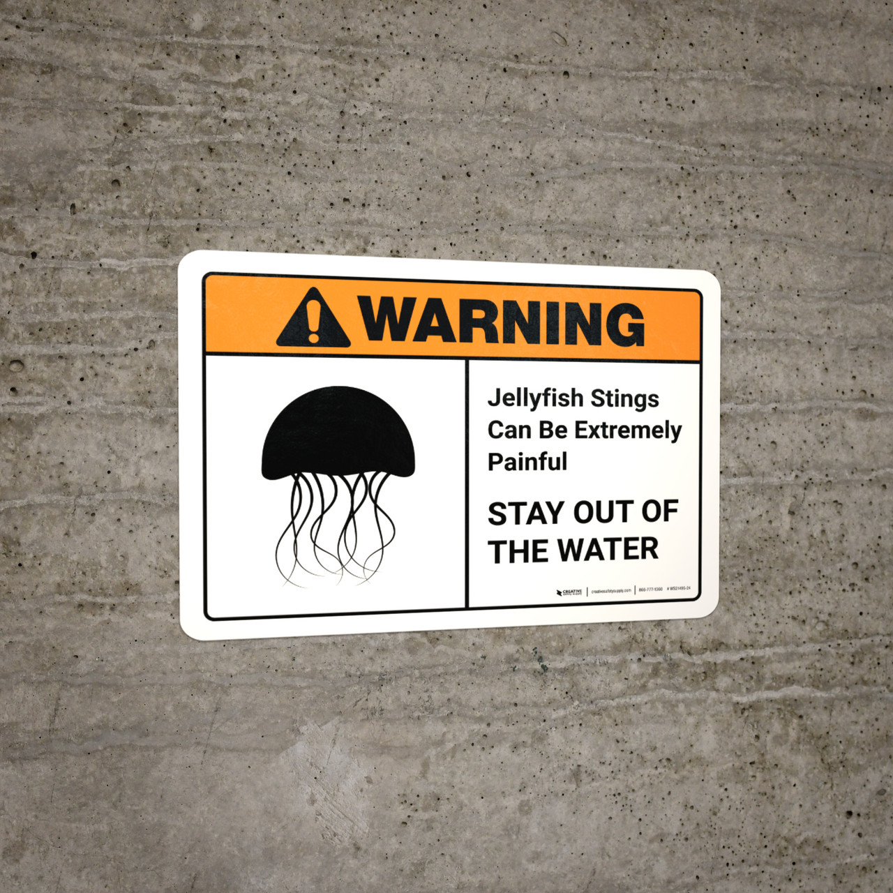 Warning: Jellyfish Stings Can Be Painful Stay Out Of Water with Icon ...
