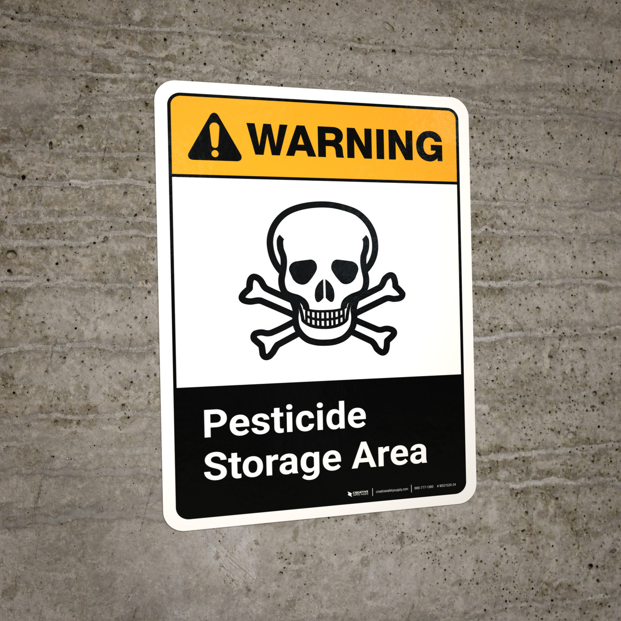Warning: Pesticide Storage Area with Icon ANSI Portrait - Wall Sign ...