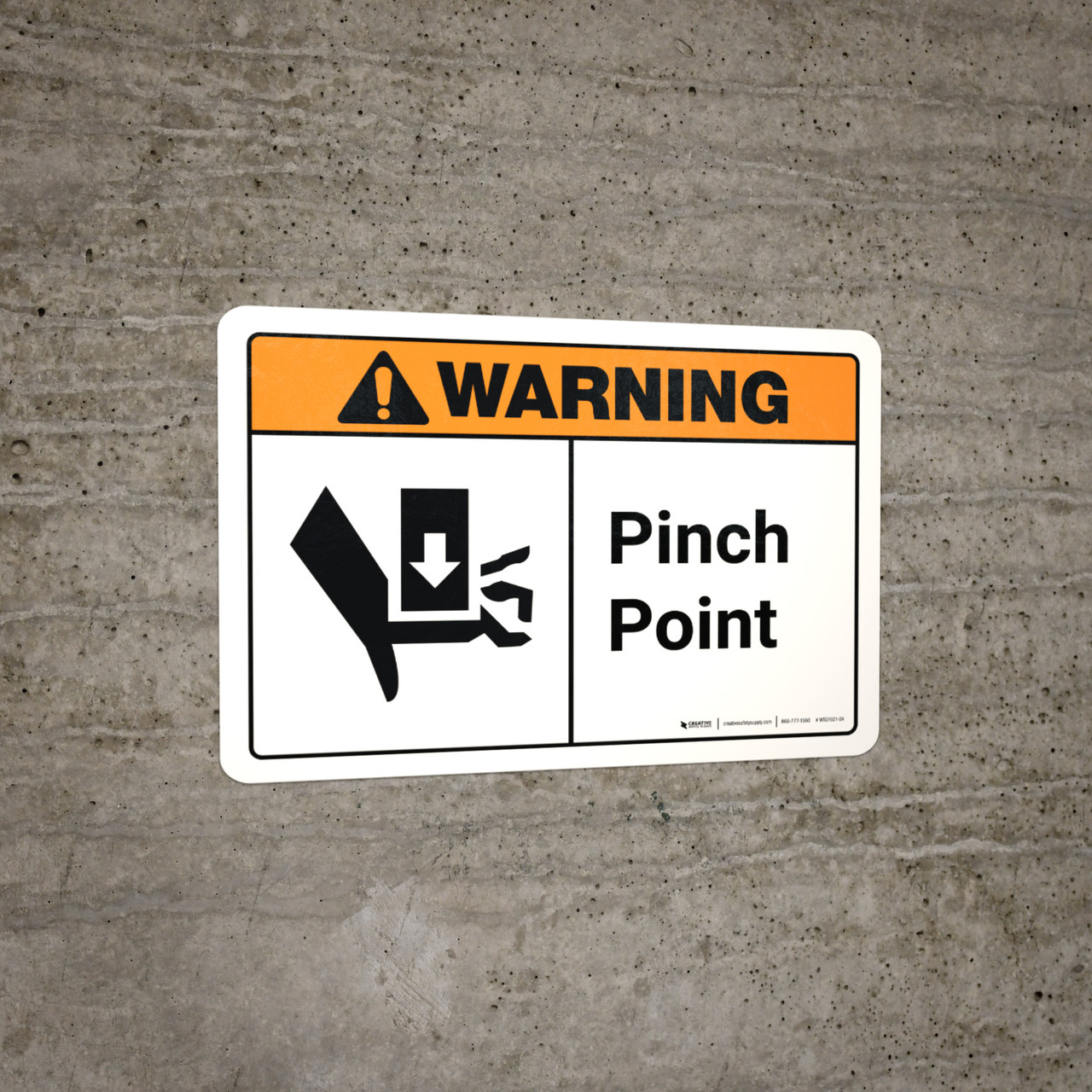 Warning: Pinch Point with Icon ANSI Landscape - Wall Sign