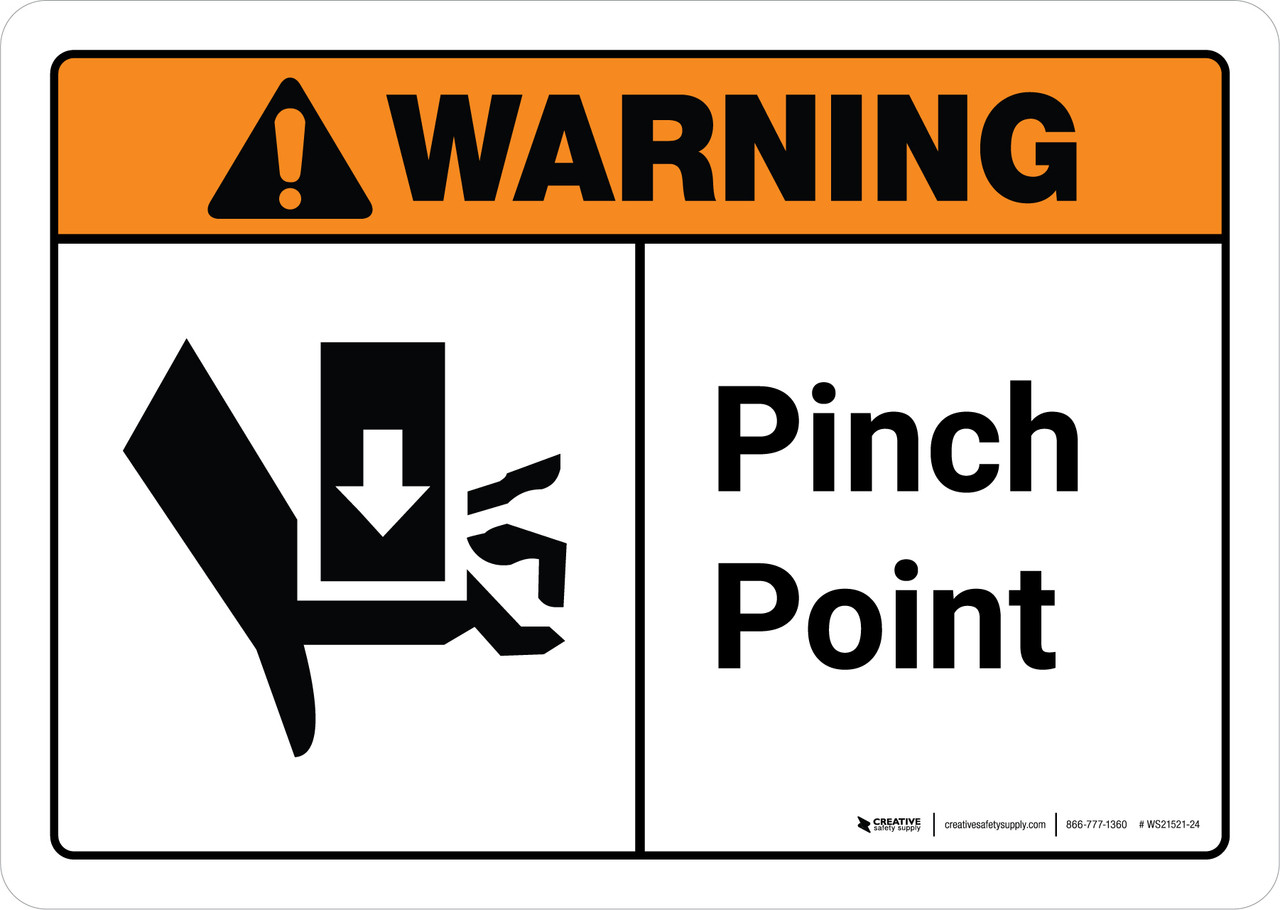Warning: Pinch Point with Icon ANSI Landscape - Wall Sign