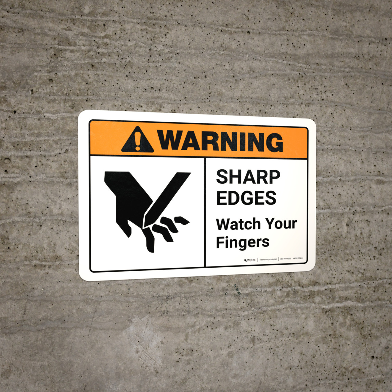 Warning: Sharp Edges Watch Your Fingers with Icon ANSI Landscape - Wall ...