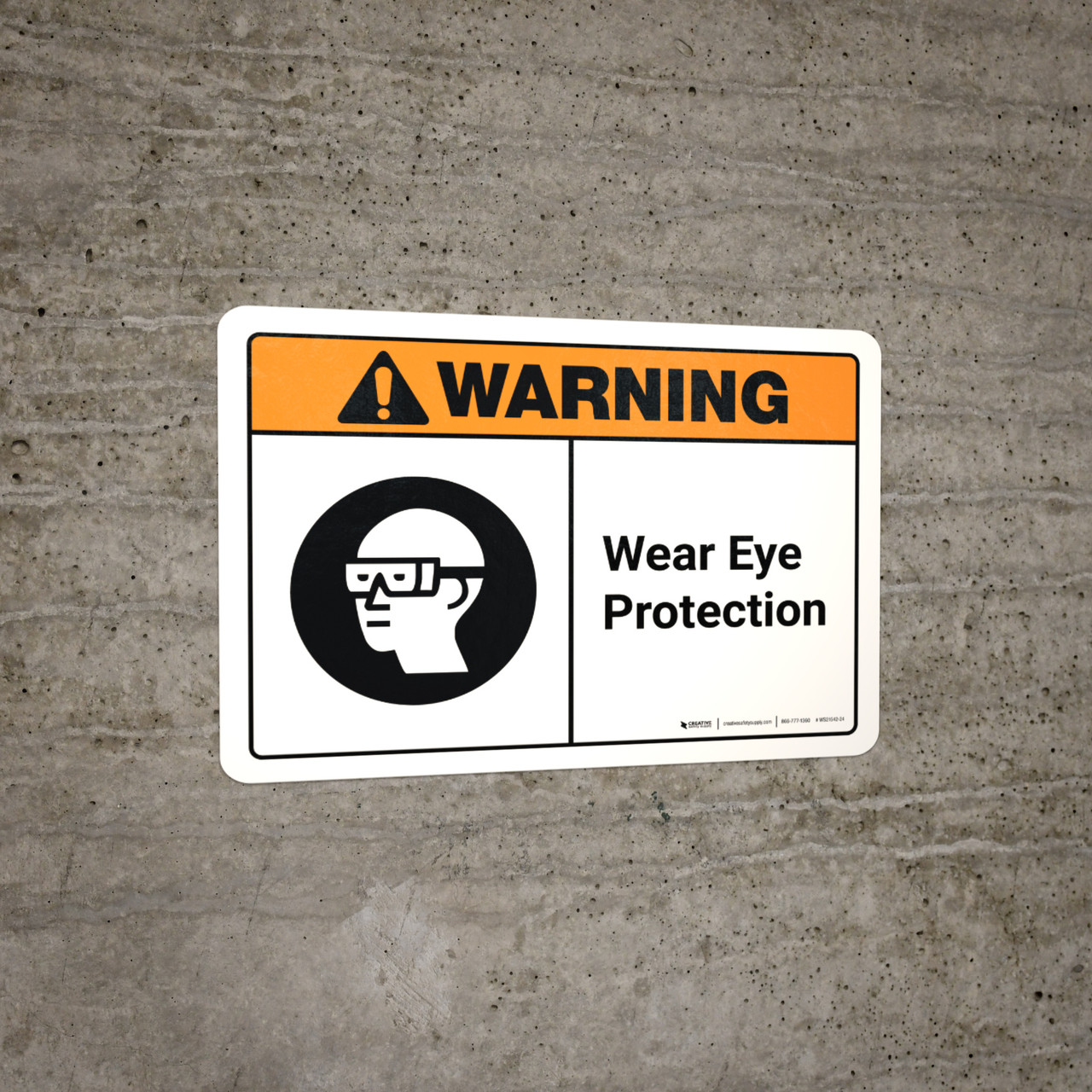 Warning: Wear Eye Protection with Icon ANSI Landscape - Wall Sign