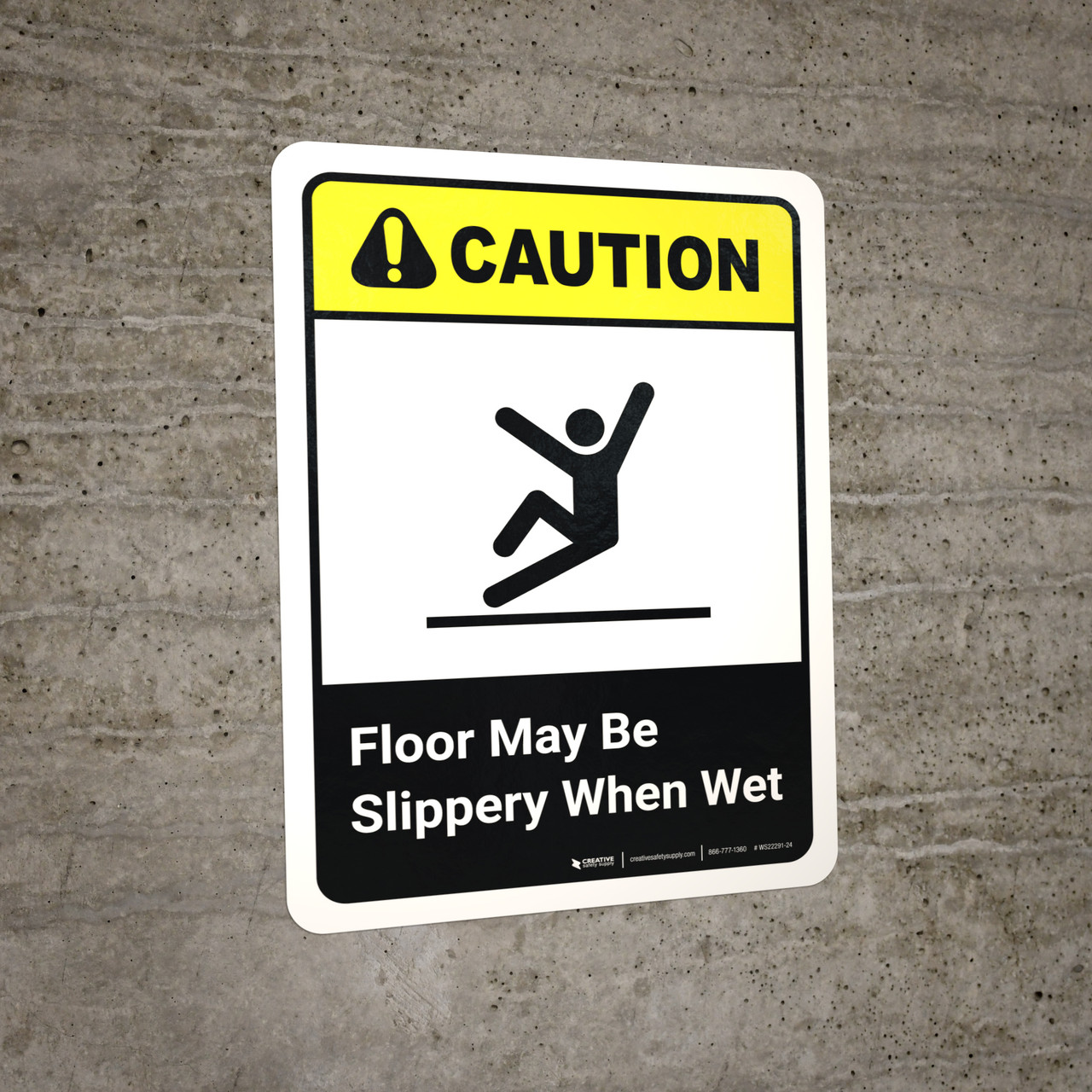 Caution: Floor May Be Slippery When Wet with Icon ANSI Portrait - Wall ...