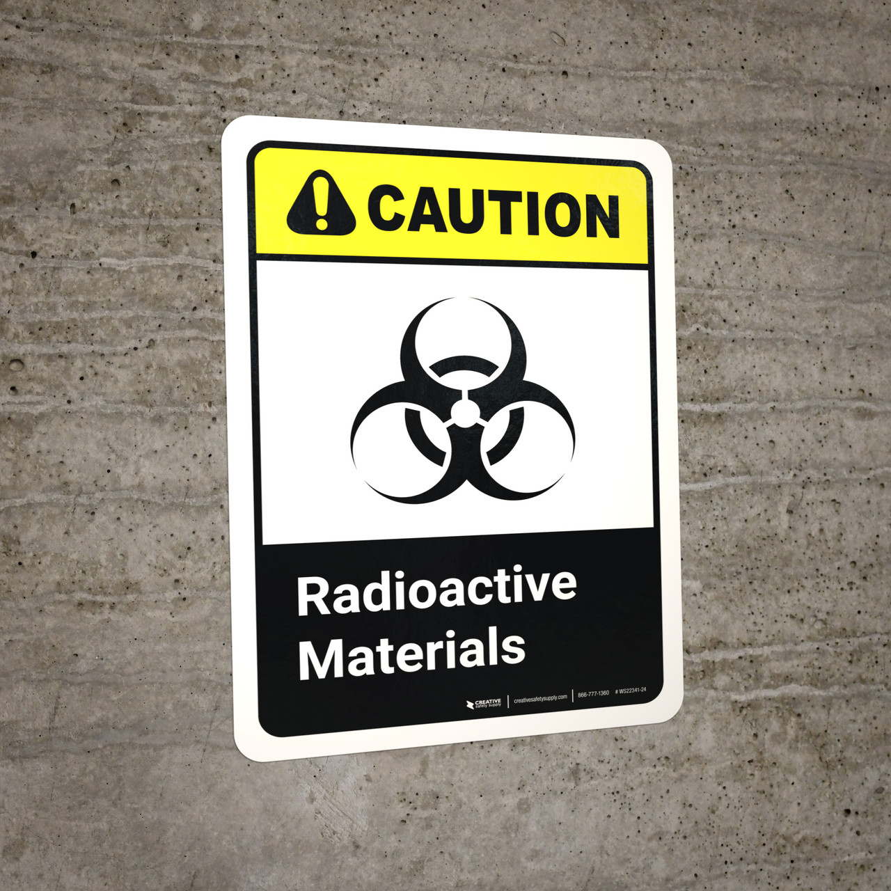 Caution: Radioactive Materials with Icon ANSI Portrait - Wall Sign