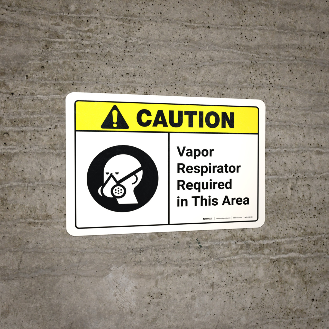 Caution: Vapor Respirator Required in This Area with Icon ANSI ...