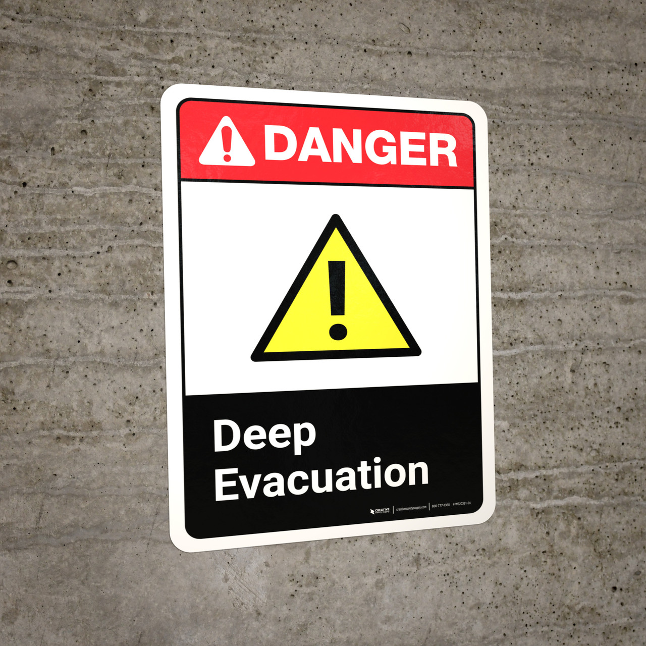 Danger: Deep Evacuation with Icon ANSI Portrait - Wall Sign | Creative ...