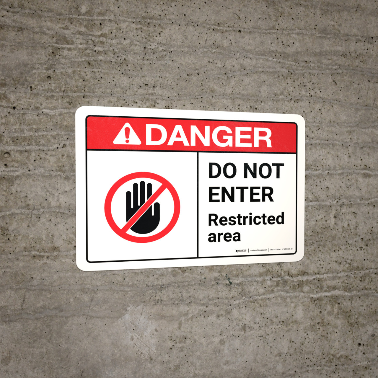 Danger: Do Not Enter Restricted Area with Icon ANSI Landscape - Wall ...
