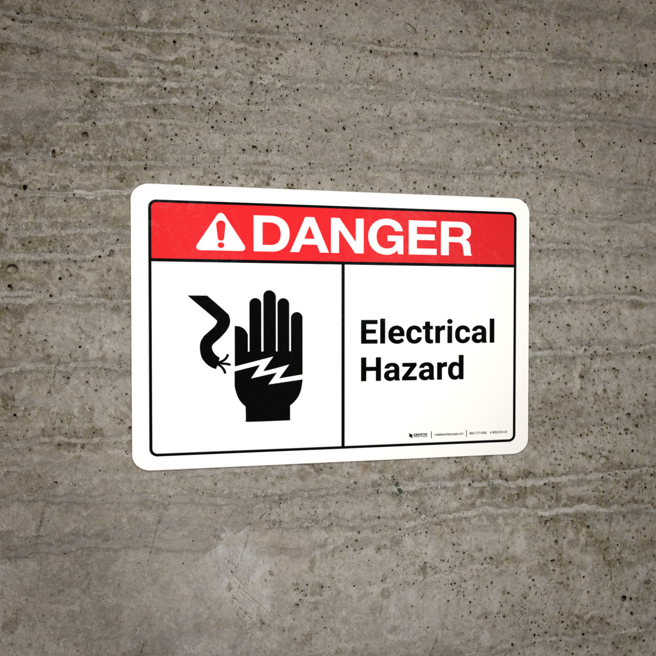 Danger: Electrical Hazard with Hand Icon ANSI Landscape - Wall Sign ...