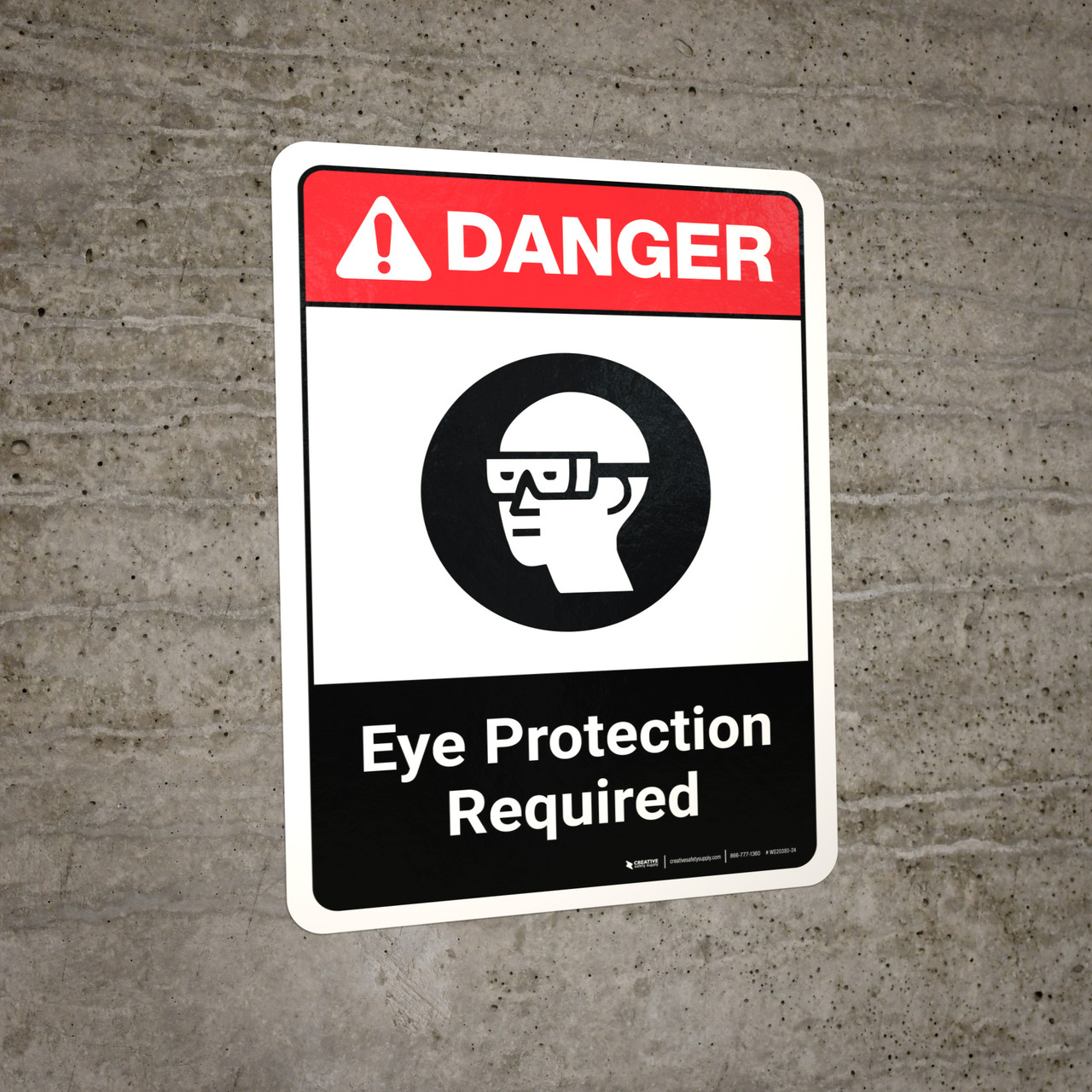 Danger: Eye Protection Required with Icon ANSI Portrait - Wall Sign ...