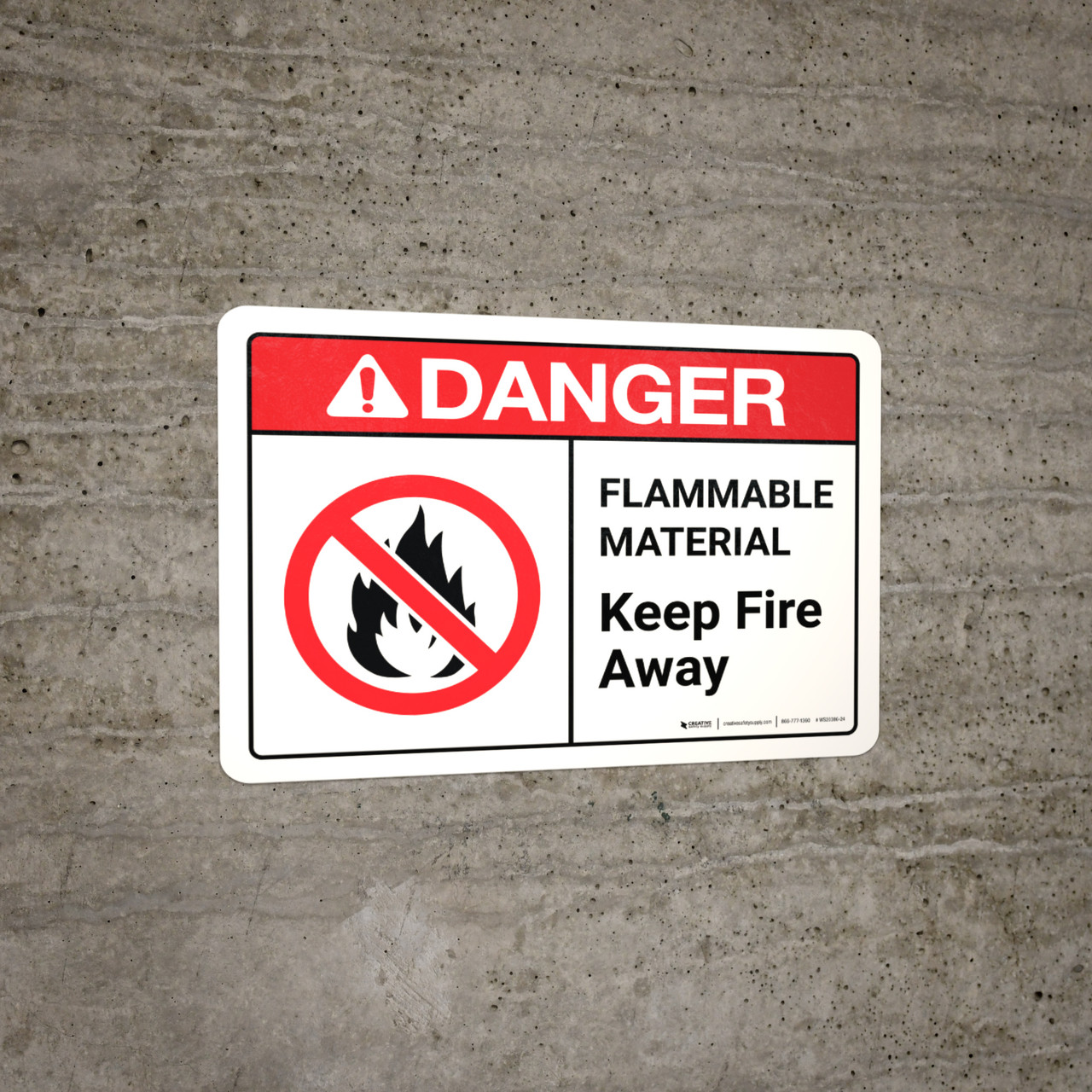 Danger: Flammable Material Keep Fire Away with Icon ANSI Landscape ...