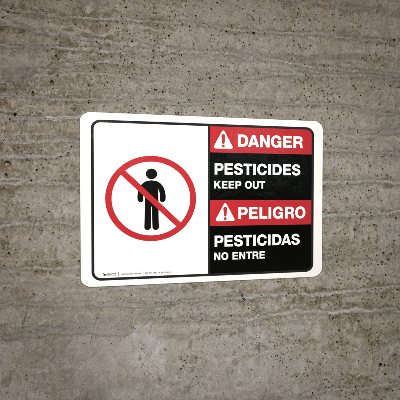 Danger Pesticides Keep Out Bilingual Spanish Ansi Wall Sign