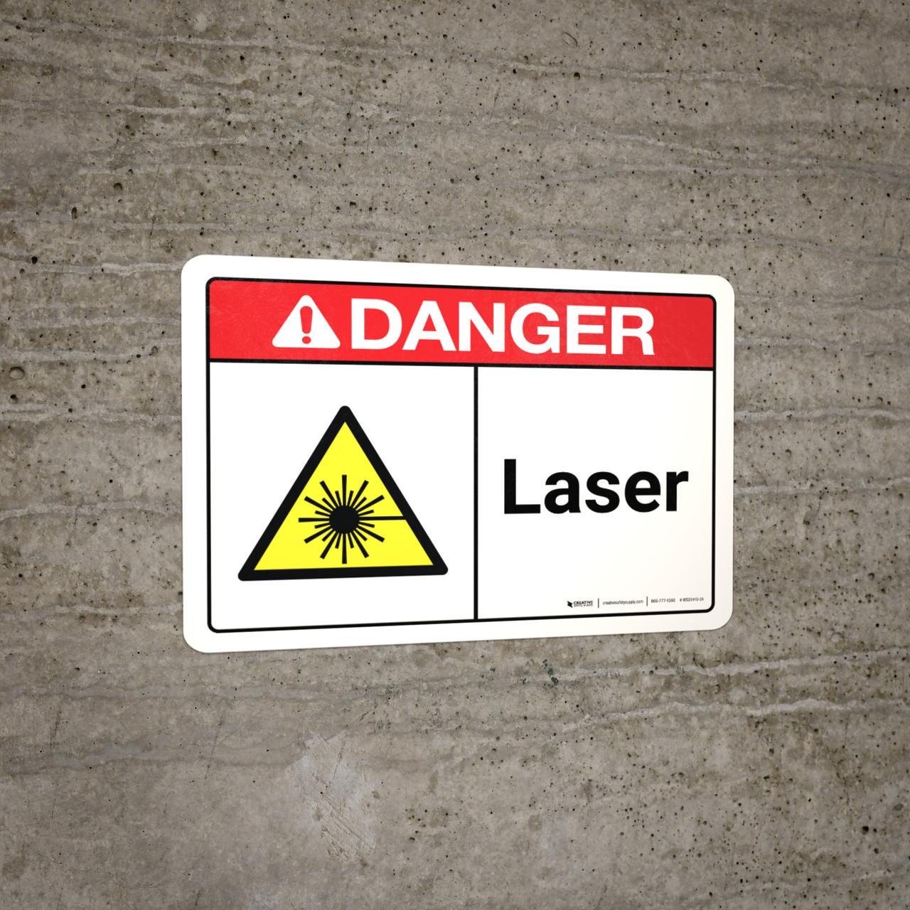 Danger: Laser with Icon ANSI Landscape - Wall Sign