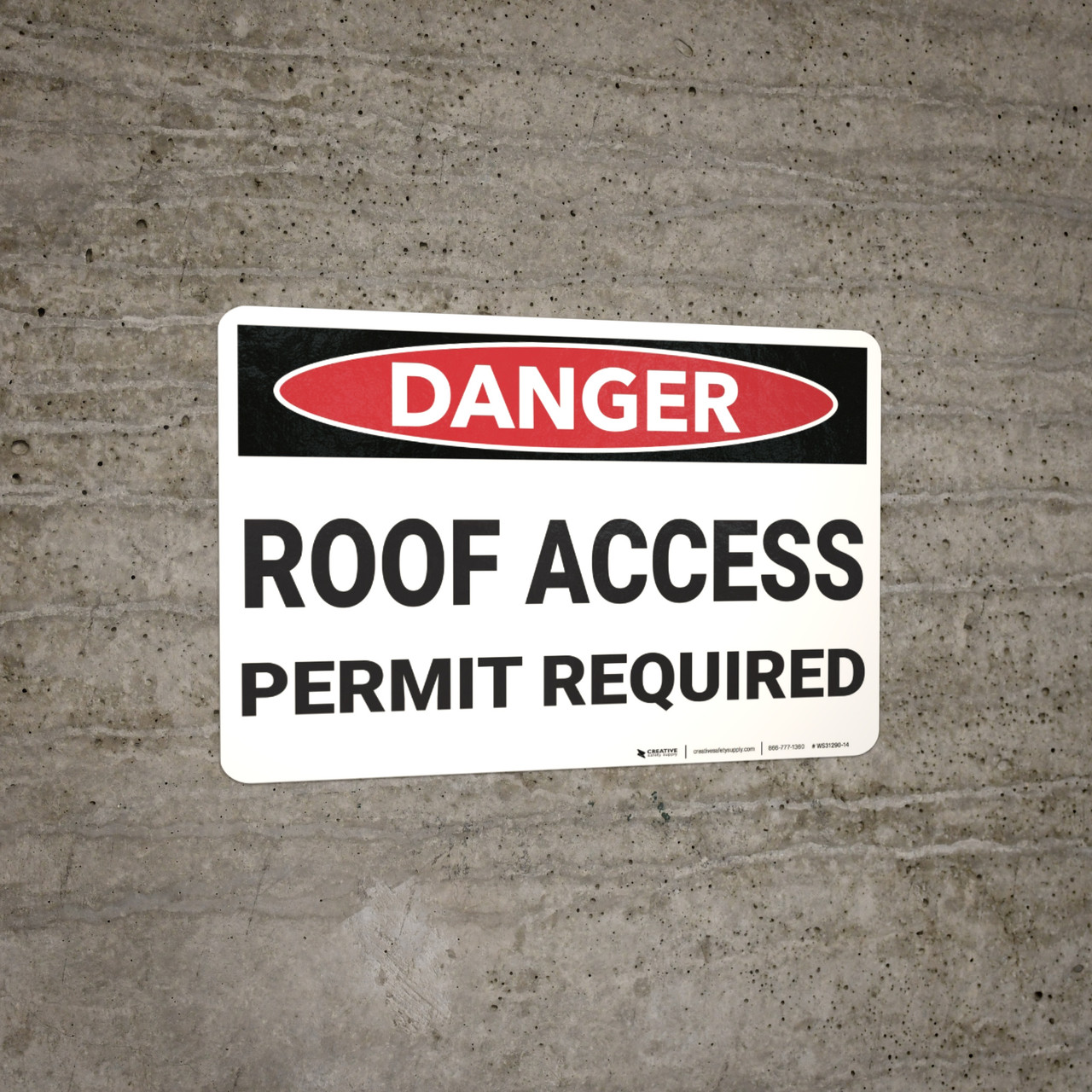 Danger: Roof Access Permit Required - Wall Sign