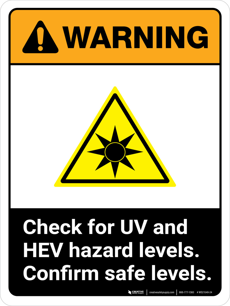 Warning: Check For UV And HEV Hazard Levels - Confirm Safe Levels ANSI ...