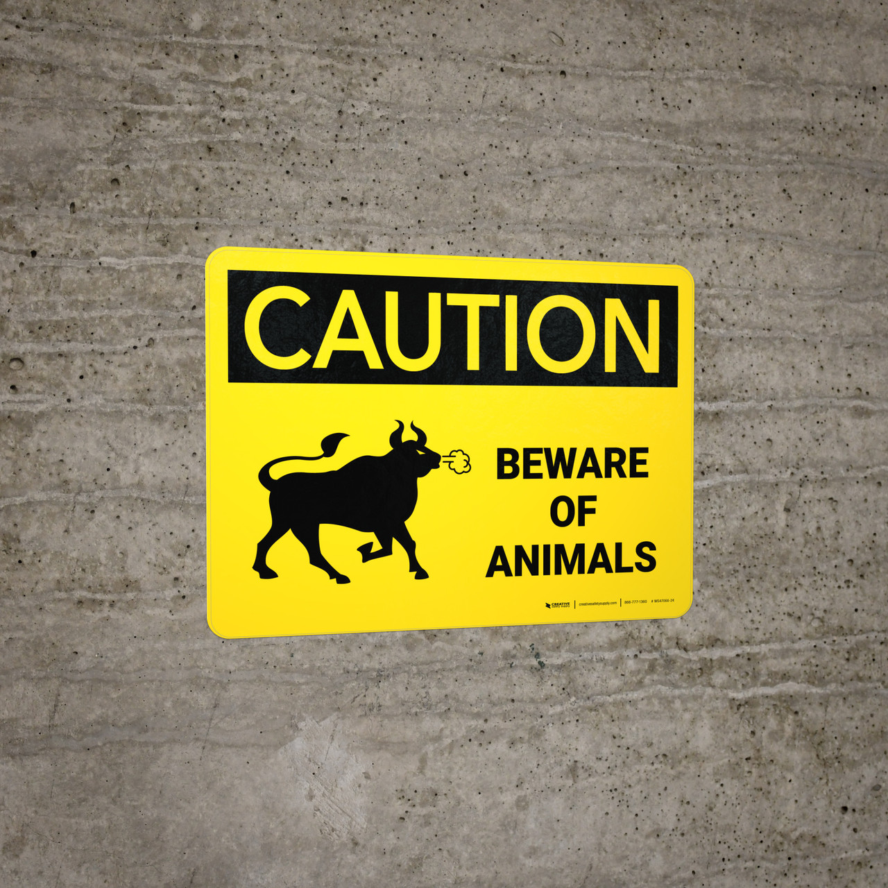 Caution: Beware Of Animals Landscape - Wall Sign | Creative Safety Supply