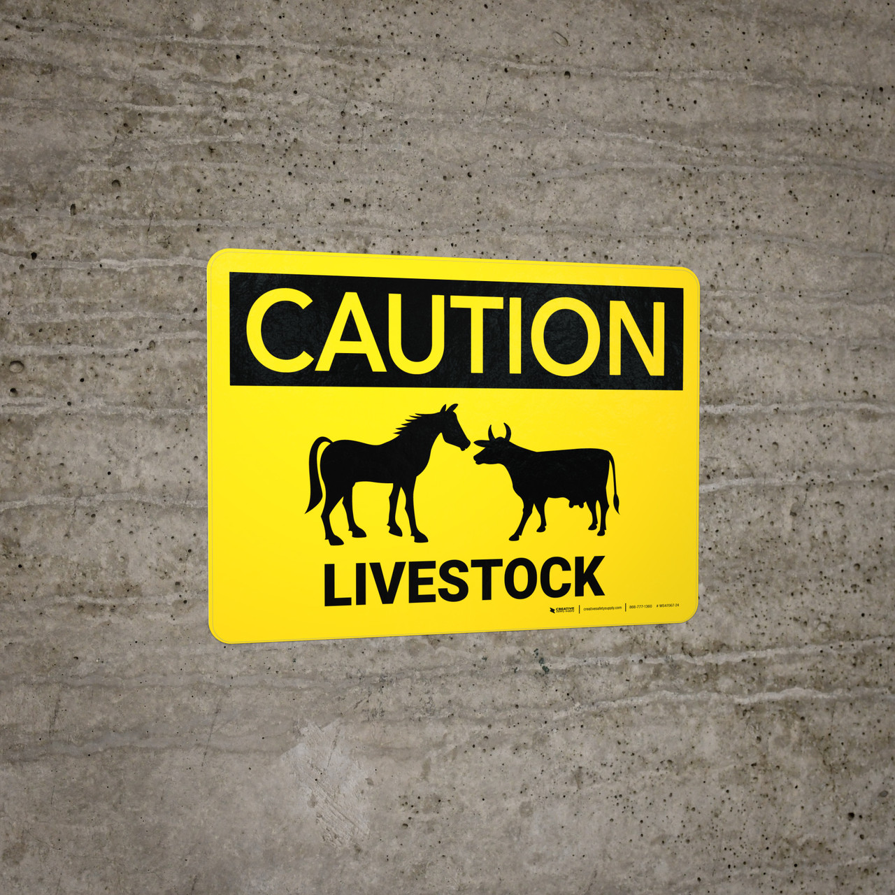 Caution: Livestock Landscape - Wall Sign