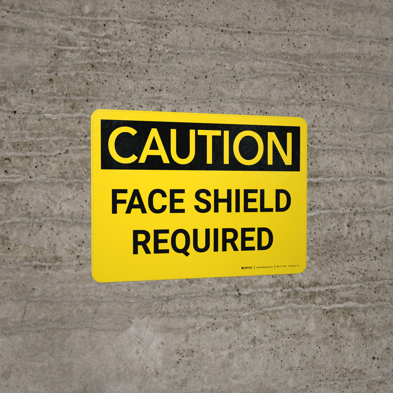 Caution: Face Shield Required Landscape - Wall Sign