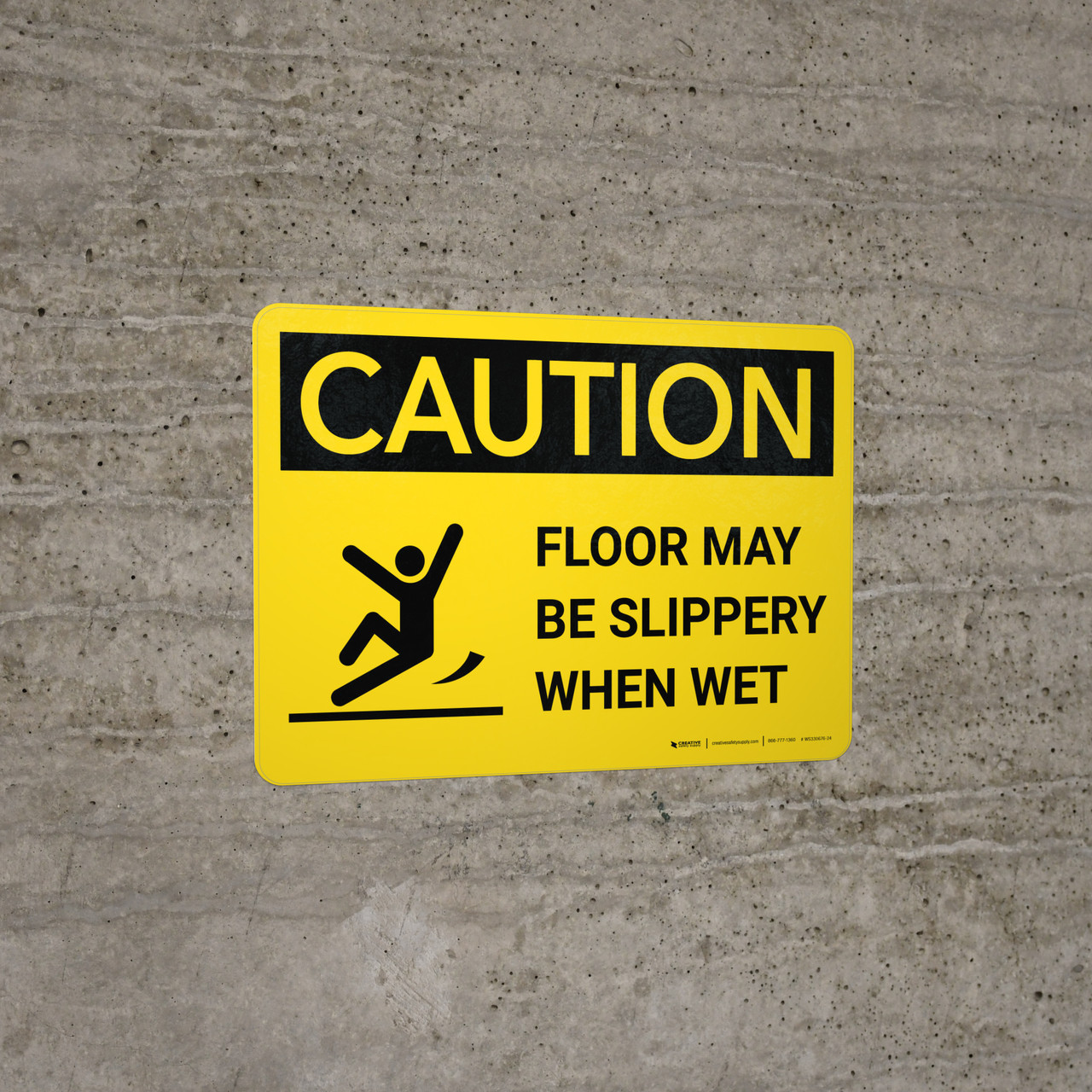 Caution: Floor May Be Slippery When Wet with Icon Landscape - Wall Sign ...