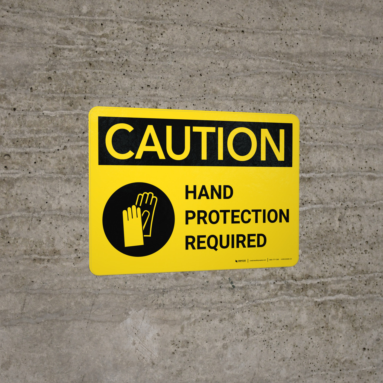 Caution: Hand Protection Required Landscape - Wall Sign