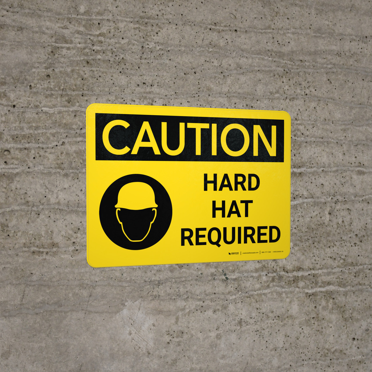 Caution: Hard Hat Required with Graphic Landscape - Wall Sign