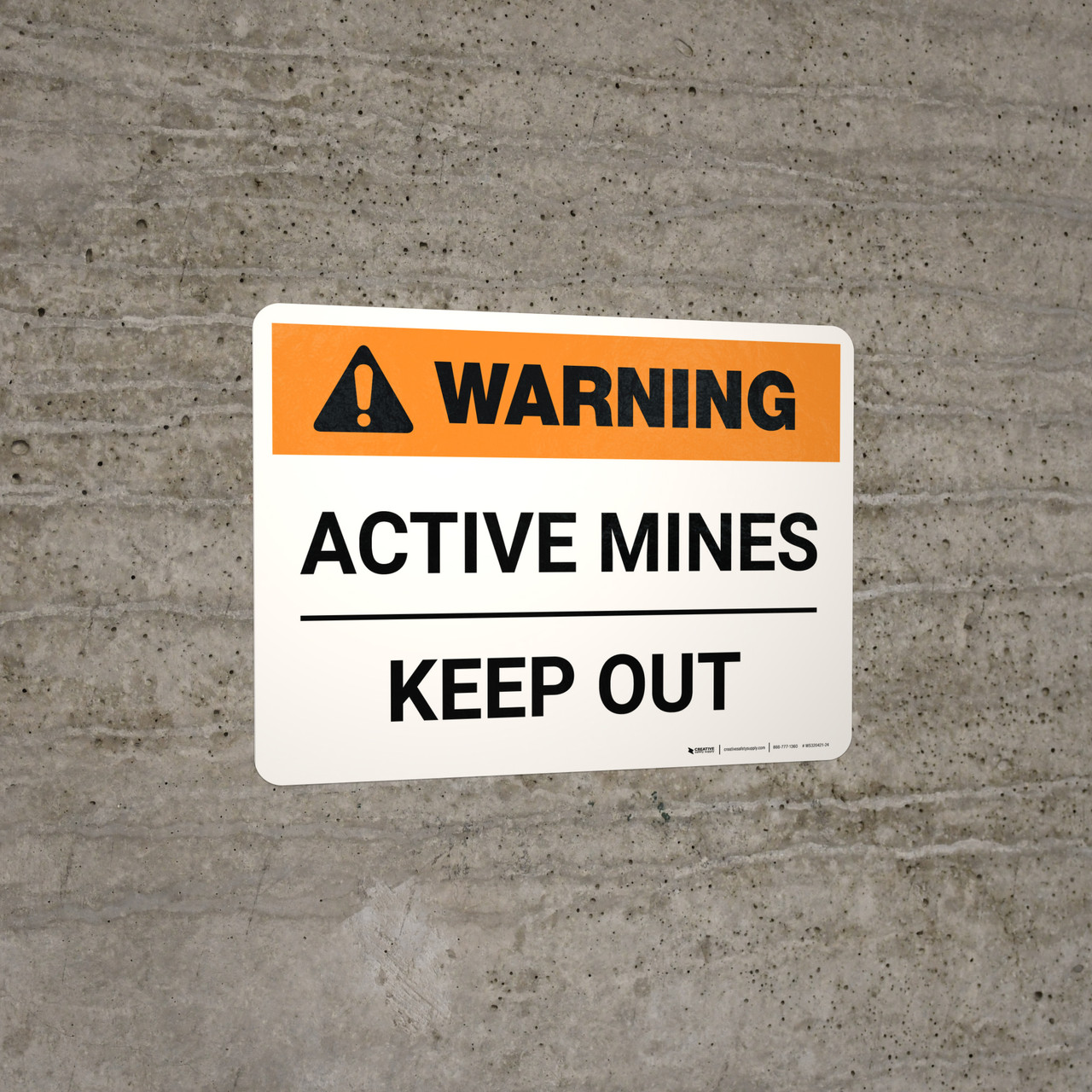 Warning: Active Mines Keep Out Landscape - Wall Sign