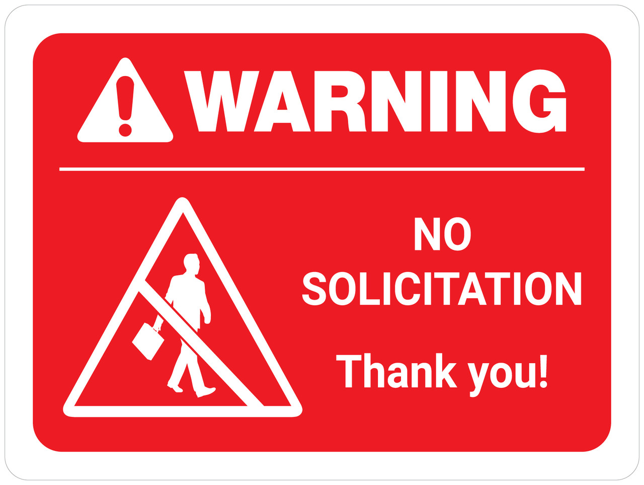 Warning: No Solicitation Thank You with Icon Landscape - Wall Sign