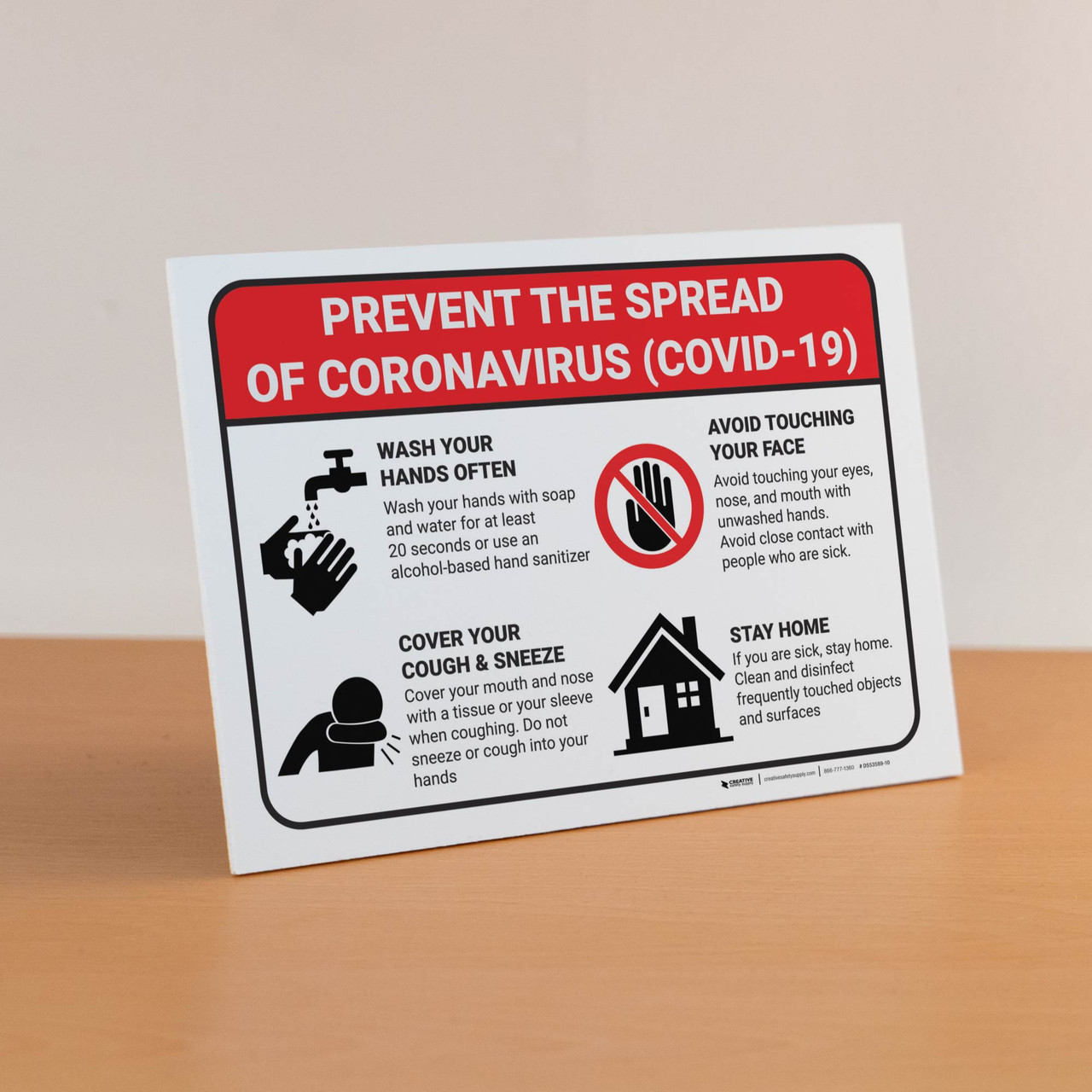 Prevent the Spread of Coronavirus - Desktop Sign