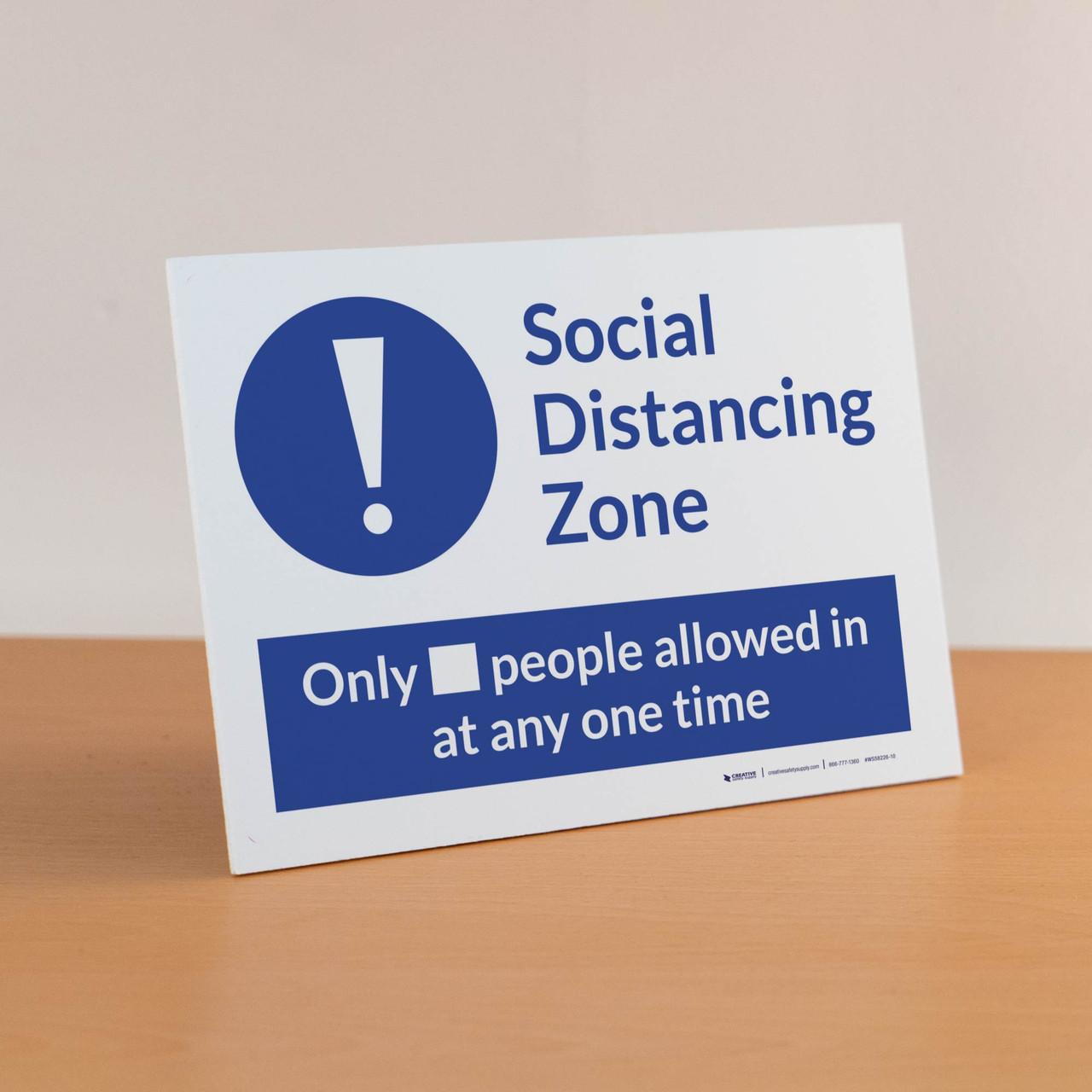 Social Distancing Zone with Exclamation Mark Blue Landscape - Desktop Sign