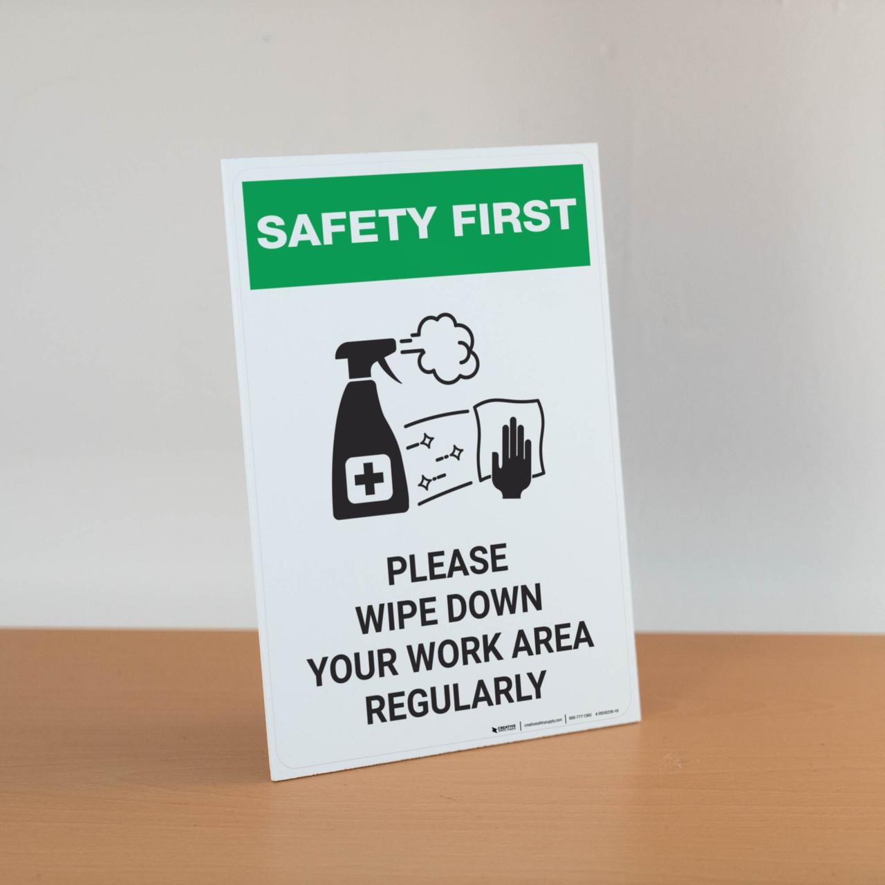 Safety First: Please Wipe Down Work Area with Icon Portrait - Desktop ...