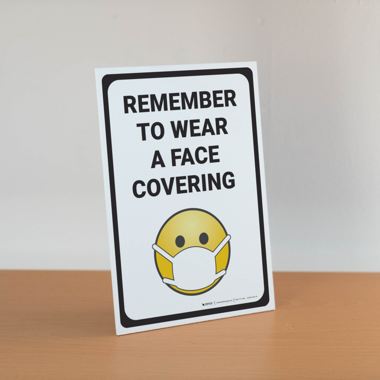 Remember to Use Face Covering with Emoji Portrait - Desktop Sign ...
