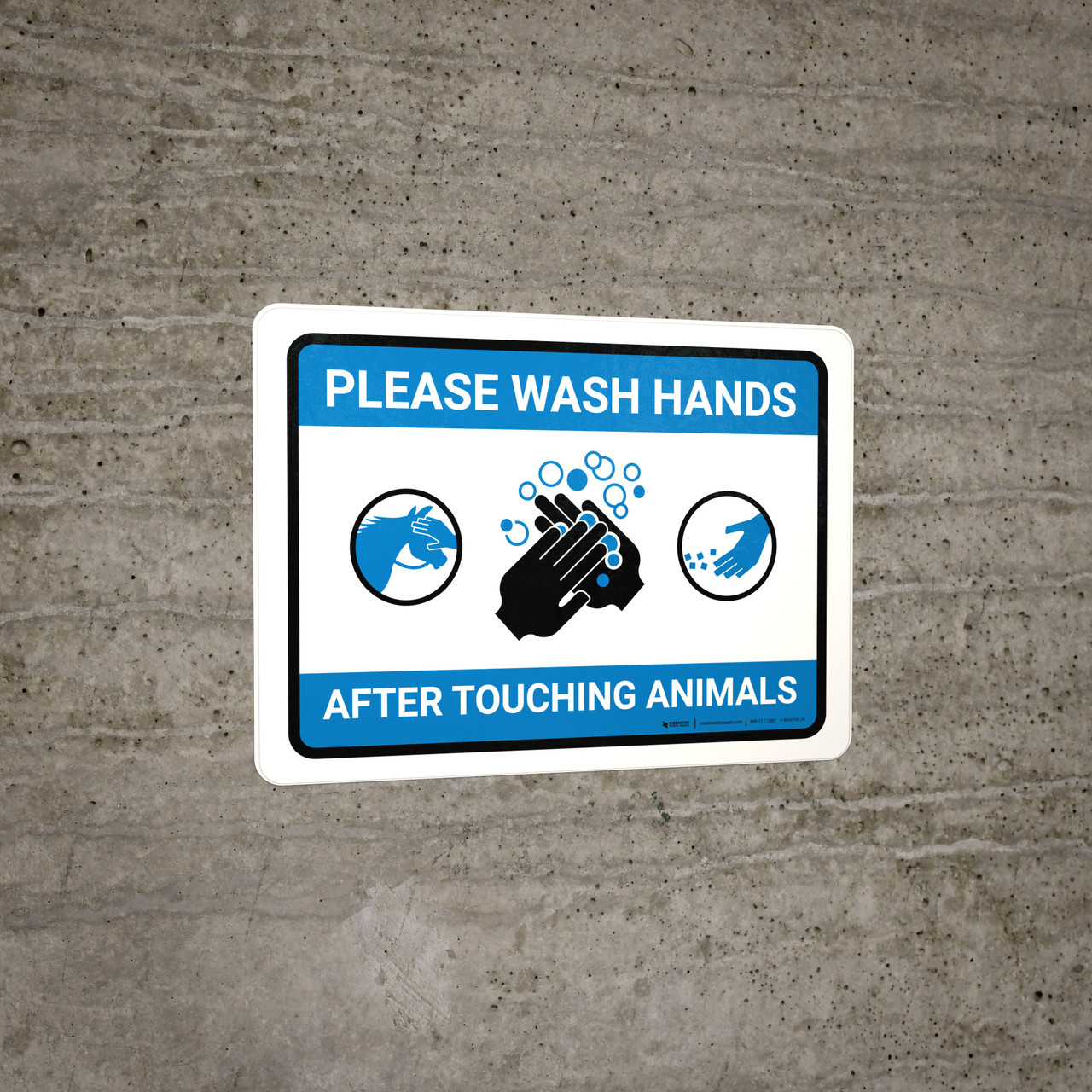 Please Wash Hands After Touching Animals Landscape - Wall Sign