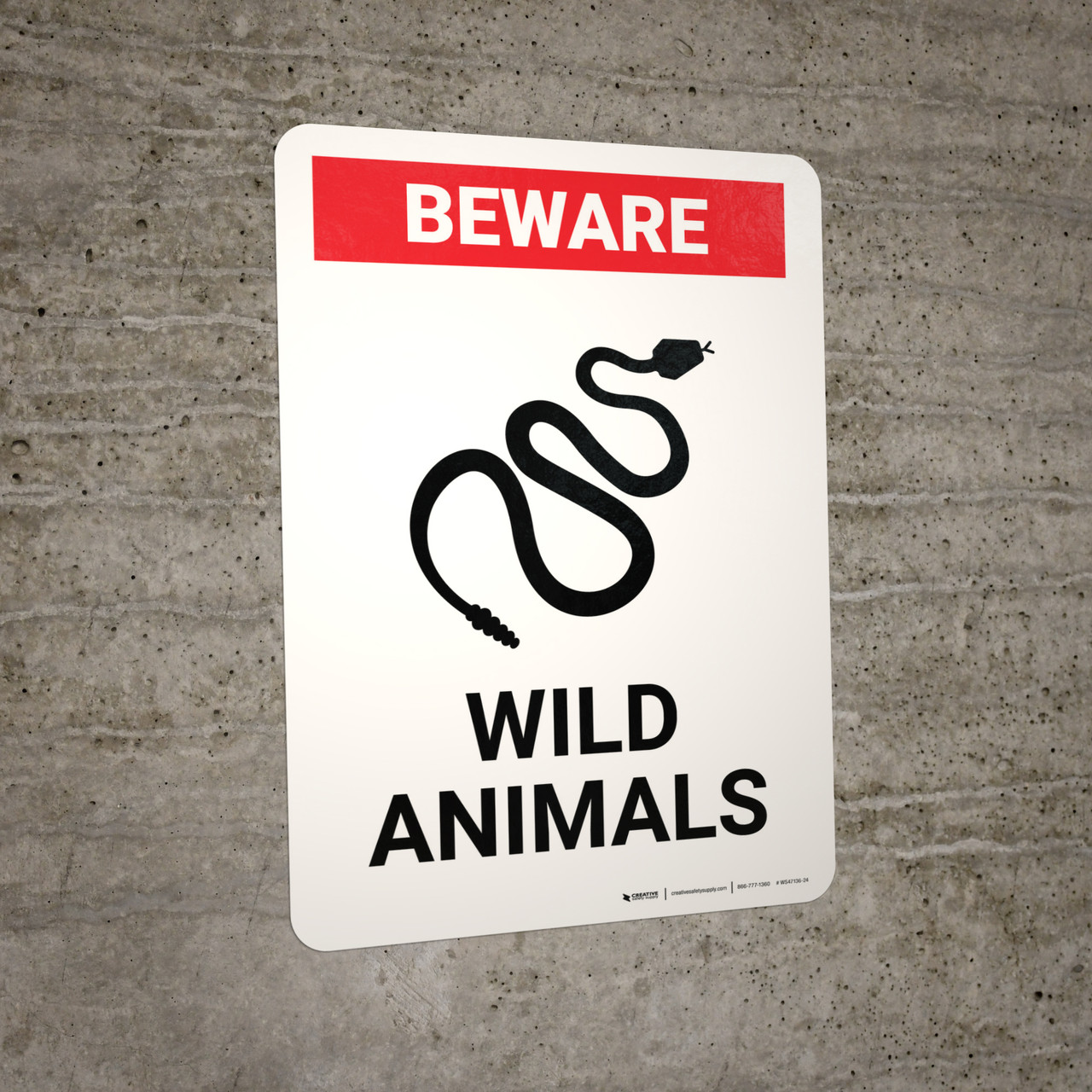 Beware Wild Animals Portrait - Wall Sign