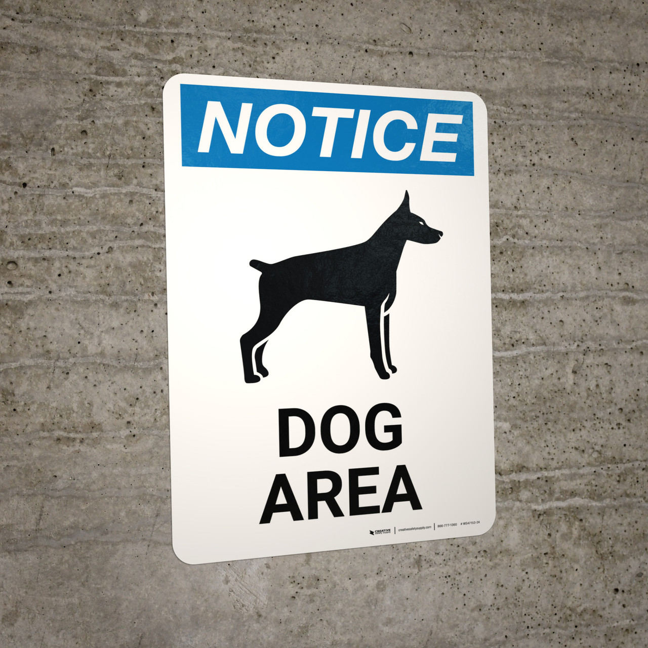 Notice: Dog Area Portrait - Wall Sign